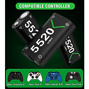 3x5520mWh Battery Pack Compatible for Xbox One/Xbox Series X/S Controller, Rechargeable Battery Packs for Xbox One S/One X/One Elite Accessories