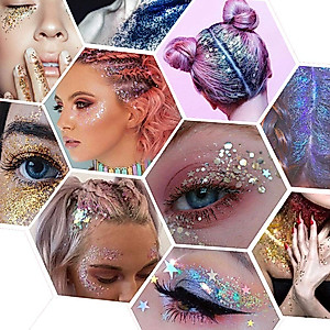 evpct 15 Color Shimmer Glitter Sparkle Glittery Eyeshadow Makeup Palette Pallet Glitter for Girl Pink Silver Red Rose Green Sparkling Sparkly Glitter Gel Pigment Eyeshadow Face Paint Makeup Palette