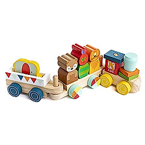 KIDS PREFERRED World of Eric Carle The Very Hungry Caterpillar Wooden Train Set, 12 Pieces