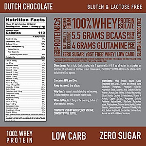 Isopure Dutch Chocolate Whey Isolate Protein Powder with Vitamin C & Zinc for Immune Support, 25g Protein, Low Carb & Keto Friendly, 3 Pounds (Pack of 1) (Packaging May Vary)