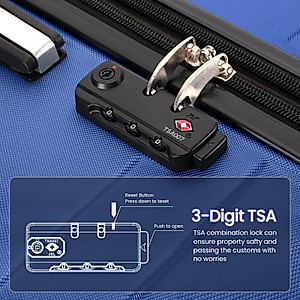 AnyZip Luggage Sets Expandable PC ABS 3 Piece Set Durable Suitcase with Spinner Wheels TSA Lock Carry On 20 24 28 Inch Blue