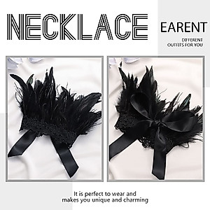 EARENT Gothic Natural Feather Collar Necklace Black Lace Choker Necklaces Halloween Party Costume Accessories Neck Jewelry for Women