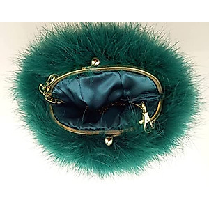 Flada Women's Faux Fluffy Feather Round Clutch Shoulder Bag, Black, Medium