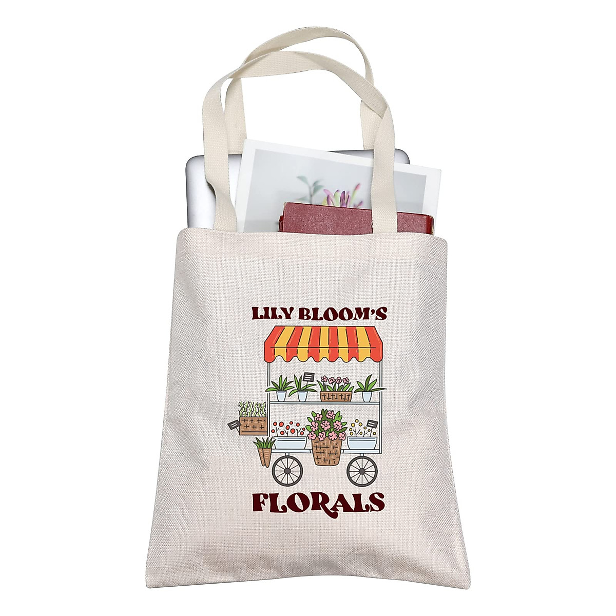 JNIAP Book Lovers Gifts Canvas Tote Bag for Women Book Tote Bag Aesthetic Literary Readers Gift Reader Bibliophile Bookworm Bag (Lily blooms tote)