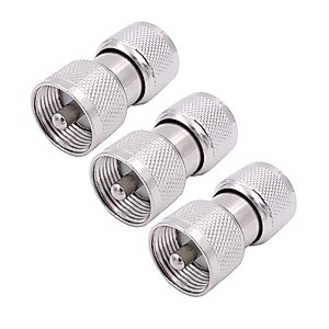 Fancasee 3-Pack PL-259 / SO-239 UHF Male to Male Coax Coaxial Barrel Connector Adapter Coupler for CB Ham Radio HF VHF UHF Antenna Cable Cord Extension