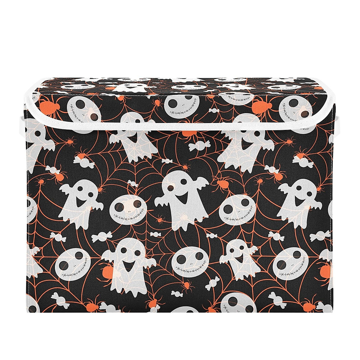 senya Halloween Storage Baskets Collapsible Storage Bins with Lids, Spider Ghost Halloween Storage Boxes Clothes Baskets for Organizing