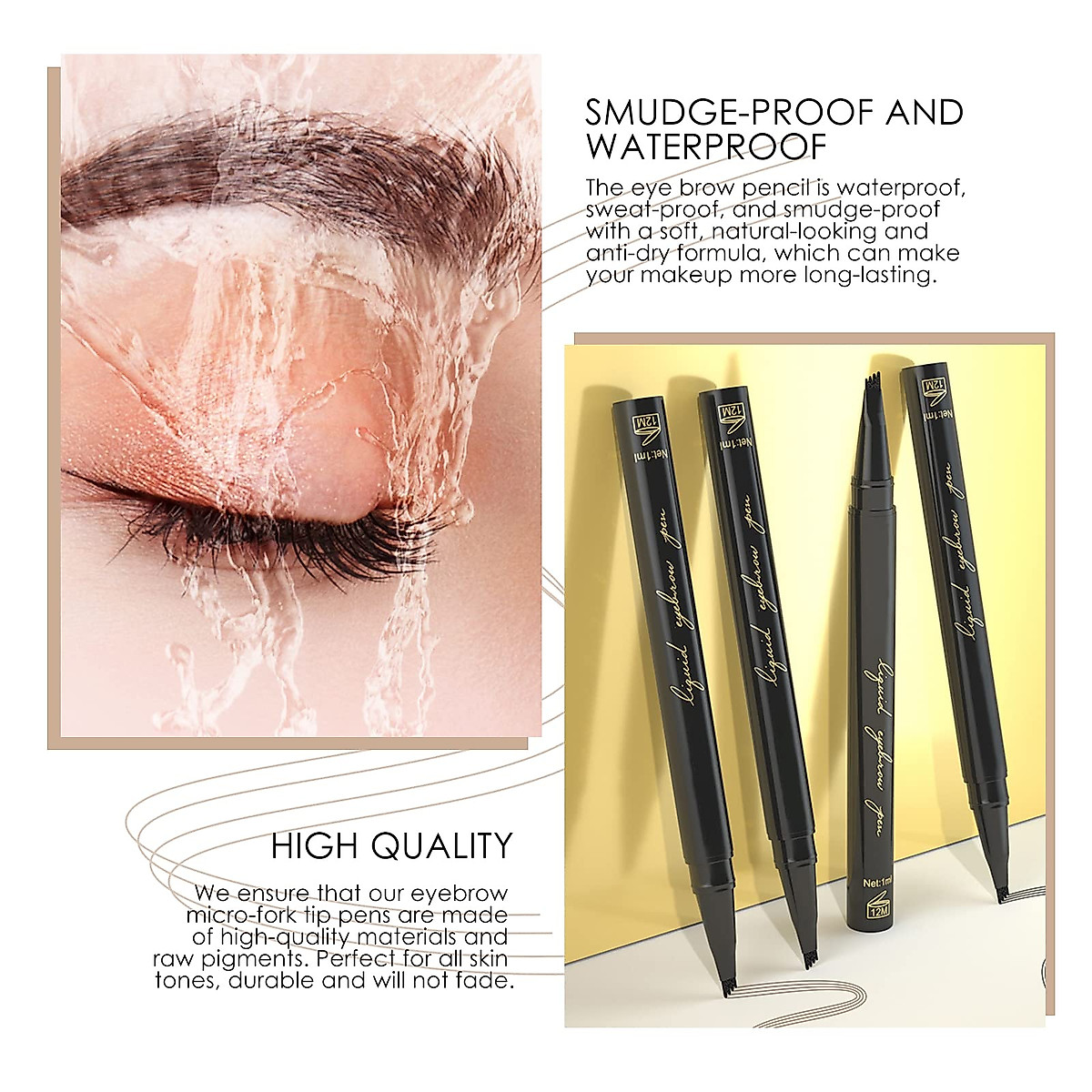 FREEORR Eyebrow Pen, Eyebrow Micro-Fork Tip Pencil 24HR Long-lasting Waterproof Brows Pencil, Tattoo Eye Brow Pencils for Women, Microblade Eyebrow Pen Eye Brows-02 Dark Brown