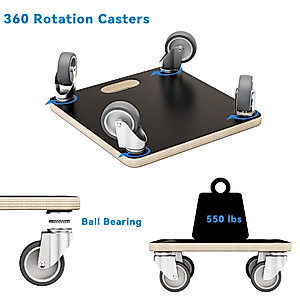 Wonfuss Furniture Moving Dolly 2 Pack, 550lbs Wood Dolly for Moving Furniture Movers with Wheels No Assembly Required (Rectangle)