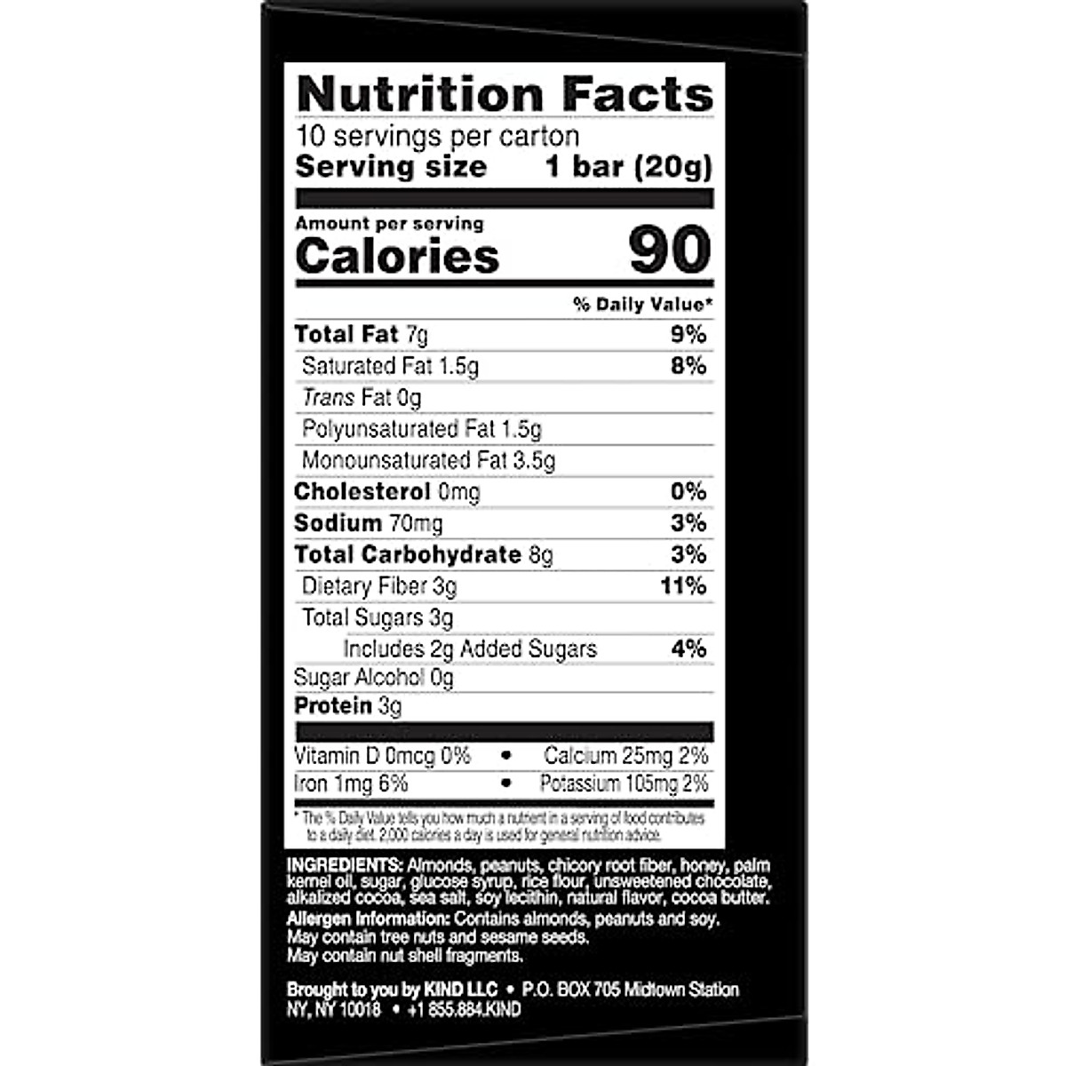 KIND Minis, Dark Chocolate Nuts & Sea Salt, Healthy Snacks, Gluten Free, Low Calorie Snacks, Low Sugar, 10 Count