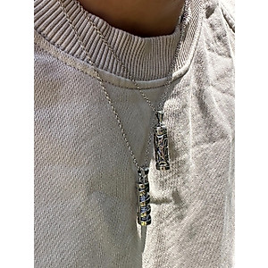 Alef Bet by Paula Mezuzah Shema Israel Hebrew Prayer Necklace Sterling Silver Men and Women on Adjustable Chain with Prayer Inside For Bar Mitzvah, Birthday Presents and Holiday Gifts