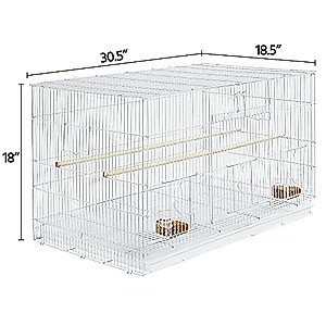 Topeakmart 30-inch Flight Bird Cage for Parrots Finches Budgies Cockatiels Parakeets Lovebirds Canaries with Slide-Out Tray, White