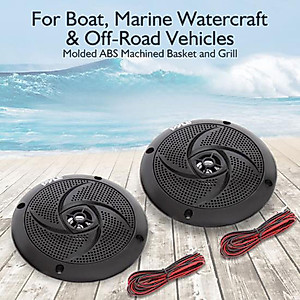 Pyle Low-Profile Waterproof Marine Speakers - 240W 6.5 Inch 2 Way 1 Pair Slim Style Waterproof and Weather Resistant Outdoor Audio Stereo Sound System, for Boat, Off-Road Vehicles - Pyle (Black)