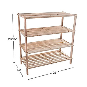 Lavish Home 4-Tier Shoe Storage Rack, Light Oak