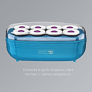 INFINITIPRO By Conair Instant Heat Tourmaline Ceramic Flocked Hot Rollers, 2-inch Hot Roller Setter for Mega Volume and Smooth Waves