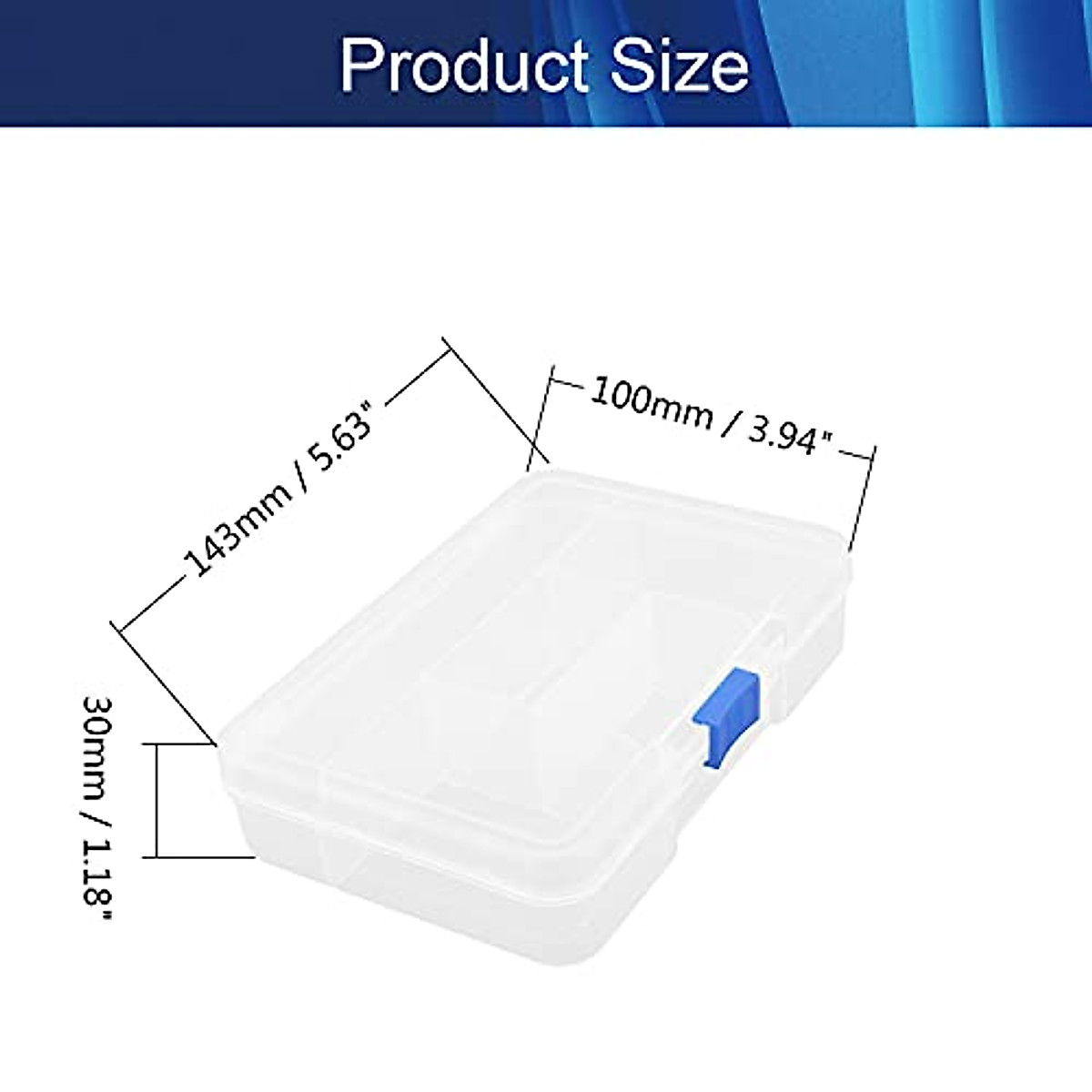 Juvielich Clear Plastic Organizer Box, 5 Fixed Grids Storage Container Jewelry Box for Beads Art DIY Crafts Jewelry Fishing Tackles 5.63"x3.94"x1.18"(LxWxH)