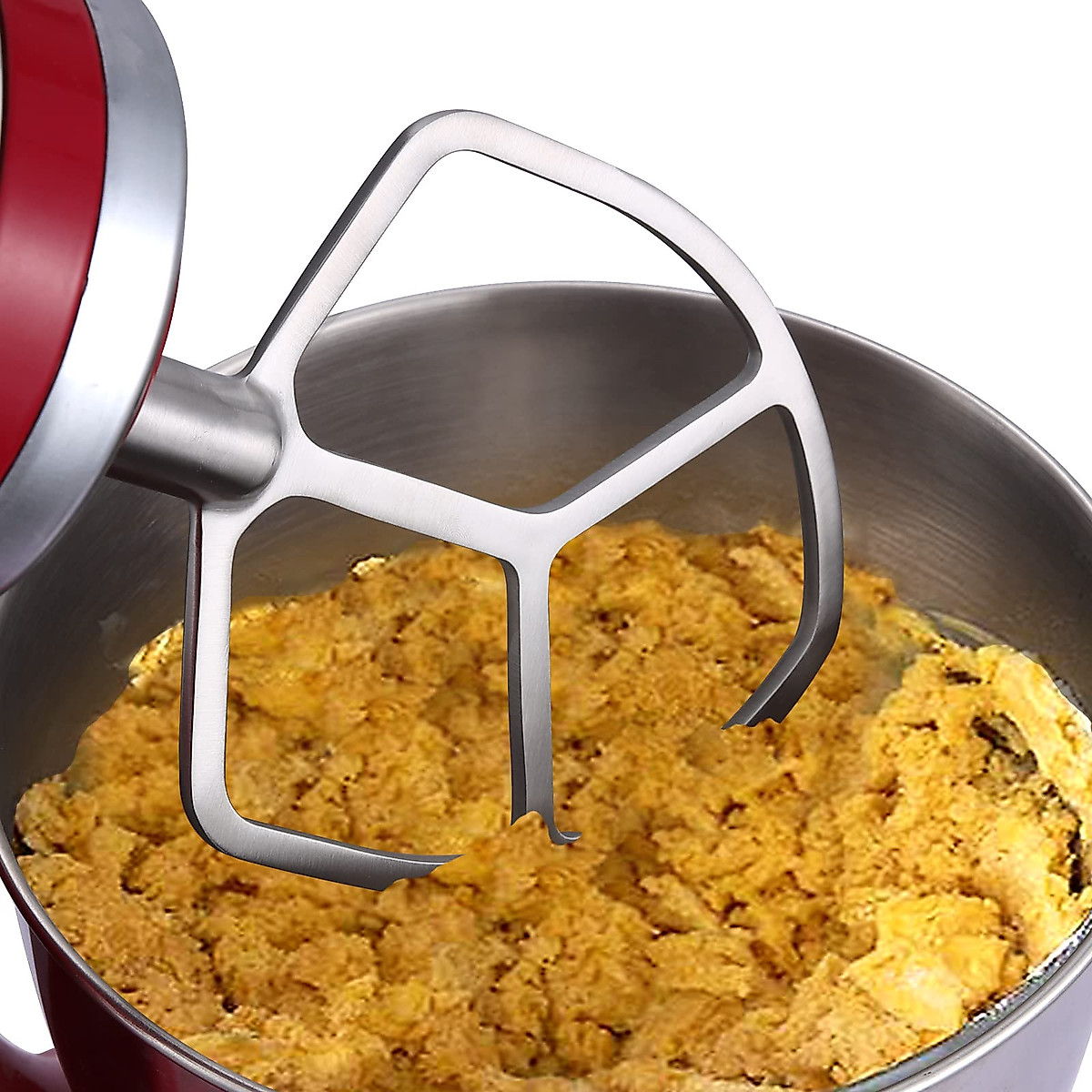 Gdrtwwh Stainless Steel Flat Beater Attachment for KitchenAid 5 & 6-Quart Bowl-Lift Mixer,for Baking - Pastry, Pasta Dough, Mixing Accessory（Dishwasher Safe）