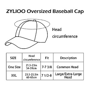 Zylioo Unisex Running Hat for Big Head,Mesh Back Buckle Baseball Cap,Curved Brim Breathable Trucker Hats