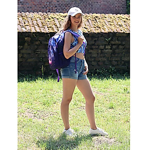 Choco Mocha Purple Backpack for Teen Girls, Travel School Backpack for Girls Middle School Large Bookbag 18 Inch, Galaxy