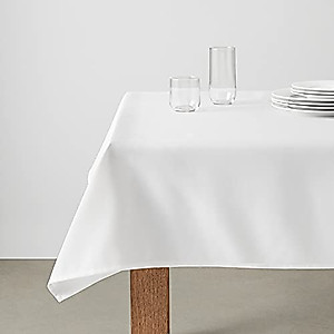 Amazon Basics Square Washable Polyester Fabric Tablecloth - 52" x 52", White, Pack of 2