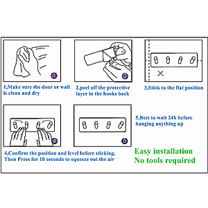 FULLINY Key Hooks for Wall Apartment Decor Adhesive Key Holder for Wall Decor with 4 Key Hooks,No Screw Holes Key Rack for Wall,Stainless Steel Heavy Duty Adhesive Hooks for Hanging,Black