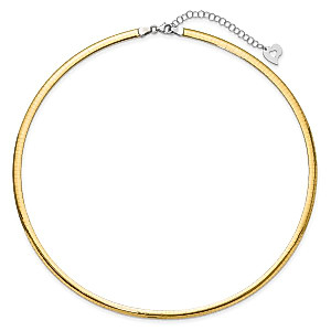 IceCarats 14K Two Tone Gold Reversible 4mm Cubetto Omega Snake Chain Necklace 18 inch
