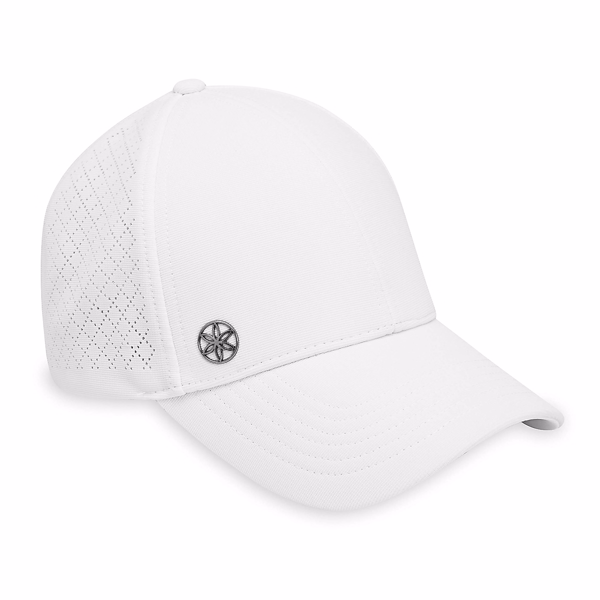 Gaiam Wander Breathable Geo Hat - Cute Women's Baseball for Summer, Lightweight, Adjustable Strap, Moisture-Absorbing Sweatband Running & Hiking, 6-Panel Sporty White Ball Cap Women,