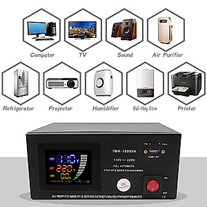 Yinleader Voltage Converter Transformer(220V to 110V, 110V to 220V) Step Up/Down Transformer Converter 110/120 Volt - 220/240 Volt - Circuit Breaker Protection (TMK-1600)