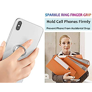 lenoup Glitter Bling Bling Phone Ring Holder,Sparkle Phone Ring Kickstand, Cell Phone Finger Ring Grip for Almost All Phones/Pad(Silver)