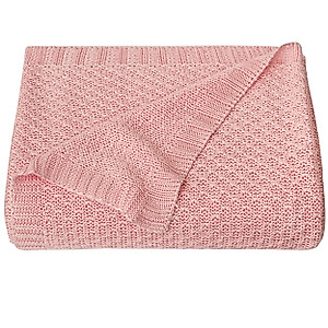 NTBAY Cooling Baby Blanket - Cable Knit Toddler Blanket - Rayon Derived from Bamboo, Soft and Breathable 30x40 Blanket, 30x40 Inches, Pink