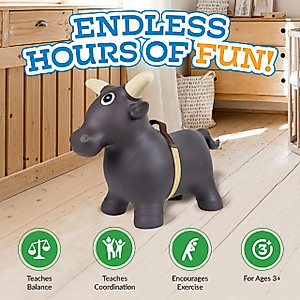 Big Country Toys Lil’ Bucker Bull & PBR Bucking Chute Kids Toys Set, Rodeo Ride On Toys for 18 Months to 3+ Years, Inflatable Bouncy Animals for Toddlers with Pump