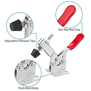 AConnet Adjustable Toggle Clamp 12 Pack 201-B Style Quick Release Toggle Latch Hold Down Clamp Antiskid Red Horizontal Clamp 360Lbs Holding Capacity Quick Release Woodworking Tool
