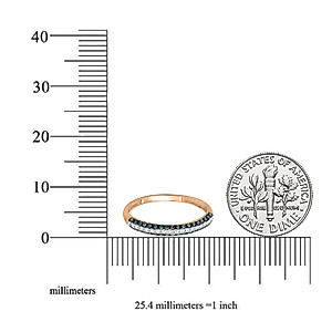 Dazzlingrock Collection 0.20 Carat (ctw) 10K Round Blue & White Diamond Ladies Wedding Band 1/5 CT, Rose Gold, Size 5.5