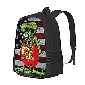 Rat Anime Cute Fink Backpack Computer Bag Shoulders Daypack Business Unisex Backpack Lightweight 3D Print Backpack Gifts with Bottle Side Pockets