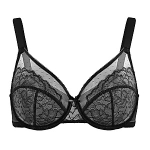 HSIA Minimizer Bras for Women Full Coverage Underwire Bras Plus Size,Lifting Lace Bra for Heavy Breast 38DD Black