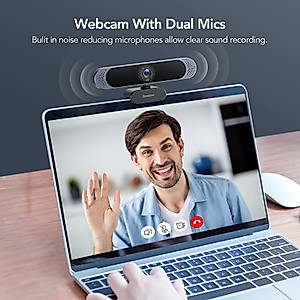 Sansisco 1080P Webcam with Microphone, Autofocus HD Web Camera, Noise Canceling Dual Mics, Privacy Cover and Tripod, 75° Wide Angle USB Computer Webcam for Video Call, PC, Laptop, Mac, Zoom, Skype