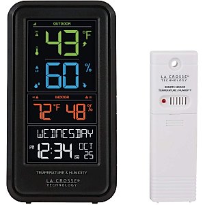 La Crosse Technology S82967 Electric/Battery-Powered Color-LCD Wireless 2-Piece Digital Personal Weather Station with Hygrometer and Calendar