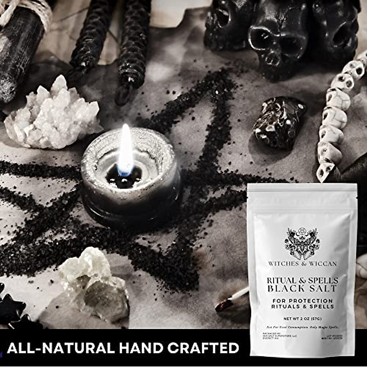 Black Salt for Protection Rituals, Wiccan Supplies, Sal Negra para Rituales de Brujeria (2 oz Bag) - Witches & Wiccan Witchcraft Supplies