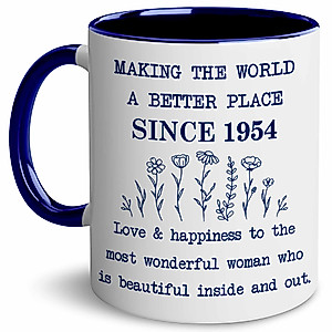 DEKIDOKA 70th Birthday Gifts For Women - 70th Years Old Birthday Gifts - Ceramic 1954 Coffee Mugs - Vintage 70th Birthday Gifts Presents - 70 Years Old Birthday Gifts for Mom Sister Family