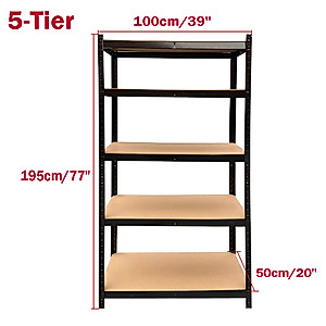 AUTOFU Storage Shelves - 77"x39"x20"(H*W*D) 5 Shelf Heavy Duty Metal Shelving Unit, Boltless Racking Storage Unit, 1929lb Capacity Garage Shed Kitchen Basement Warehouse Utility Rack