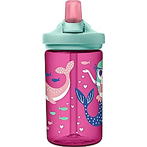 CamelBak eddy+ 14 oz Kids Water Bottle with Tritan Renew – Straw Top, Leak-Proof When Closed, Mermaids & Narwhals