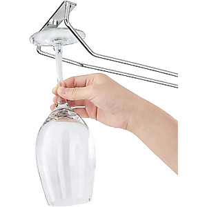 14-Inch Gold Wine Glass Rack, Under Cabinet Wine Glass Holder Stainless Steel Stemware Rack - Hanging Stemware Holder for Cabinet Kitchen Bar, Set of 2