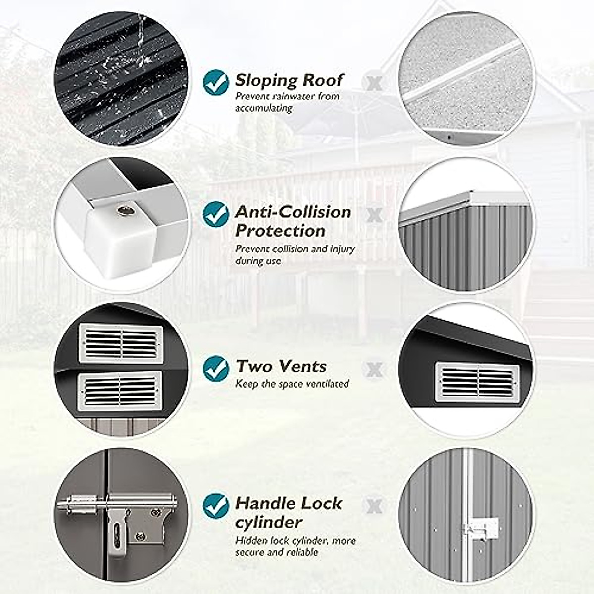 Breezestival Outdoor Storage Shed 5x3 FT, Utility Steel Tool Shed with Lockable Door and Air Vents, Galvanized Metal Shed for Garden Backyard Patio Lawn (5' x 3')