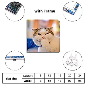 Fisting Cat Funny Animal Poster Print Art Picture 9302 Wall Art Canvas Prints Poster For Home Office Decorations With Framed 16"x16"