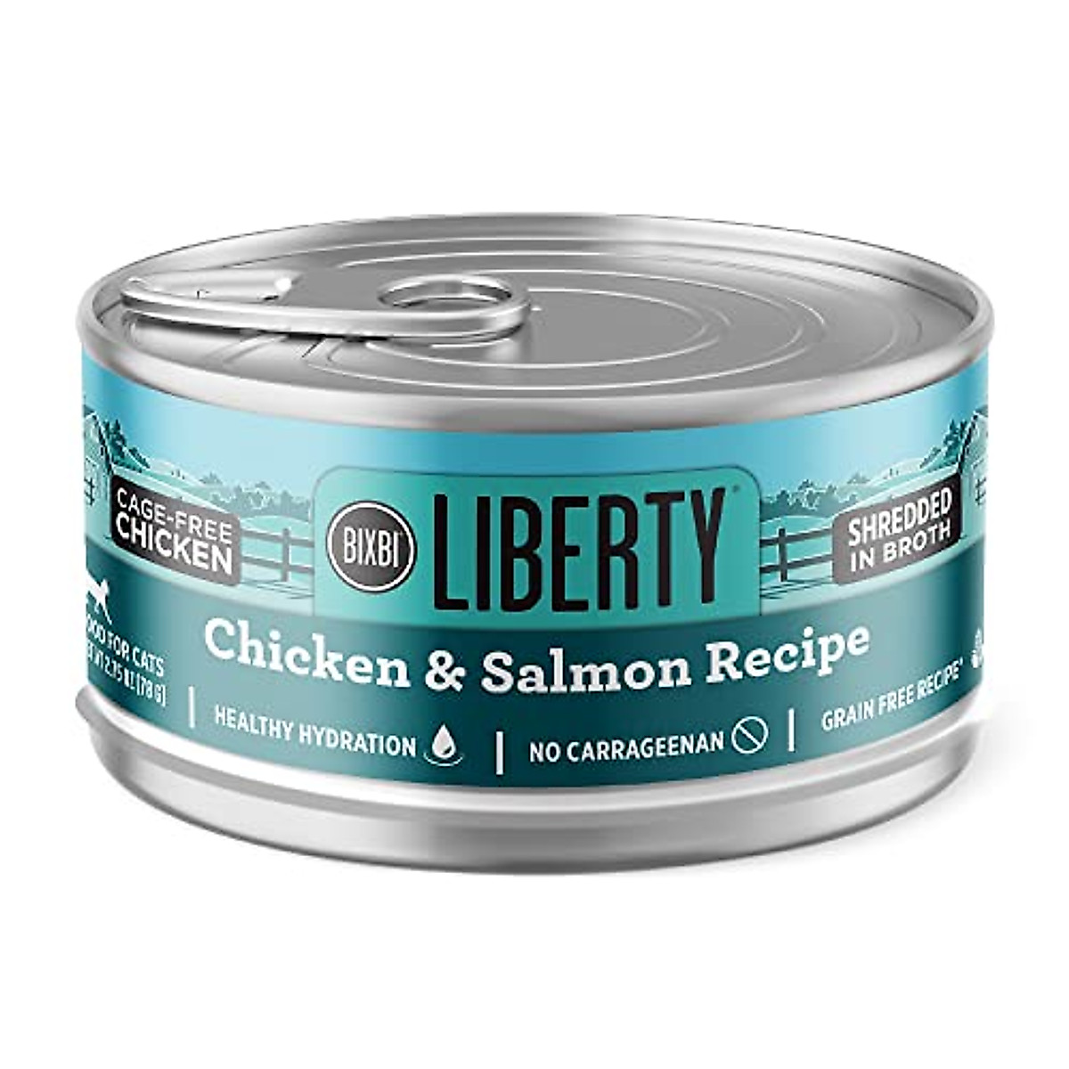BIXBI Liberty Wet Cat Food Shreds Variety Pack Featuring Chicken/Salmon Recipe & Tuna/Chicken Recipe – (2.75 Ounce Cans, Case of 12)