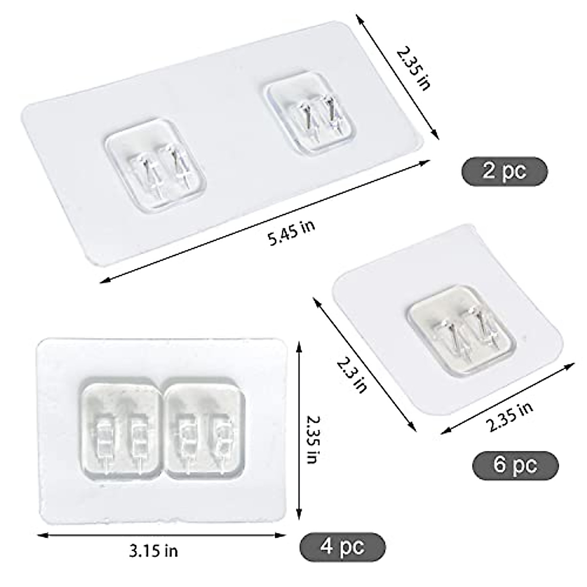 HAPY SHOP 12 PCS Clear Adhesive Hooks Sticker Suction Sticker Adhesive Wall Hooks for Banthroom Shelf Corner Shower Caddy,No Drilling Bathroom Shower Shelf Accessories,3 Styles