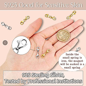 OHINGLT Double Lobster Clasp 925 Sterling Silver Necklace Clasp Classic Double End Design Necklace Clasps and Closures,Necklace Extender Suitable for Jewelry Chain