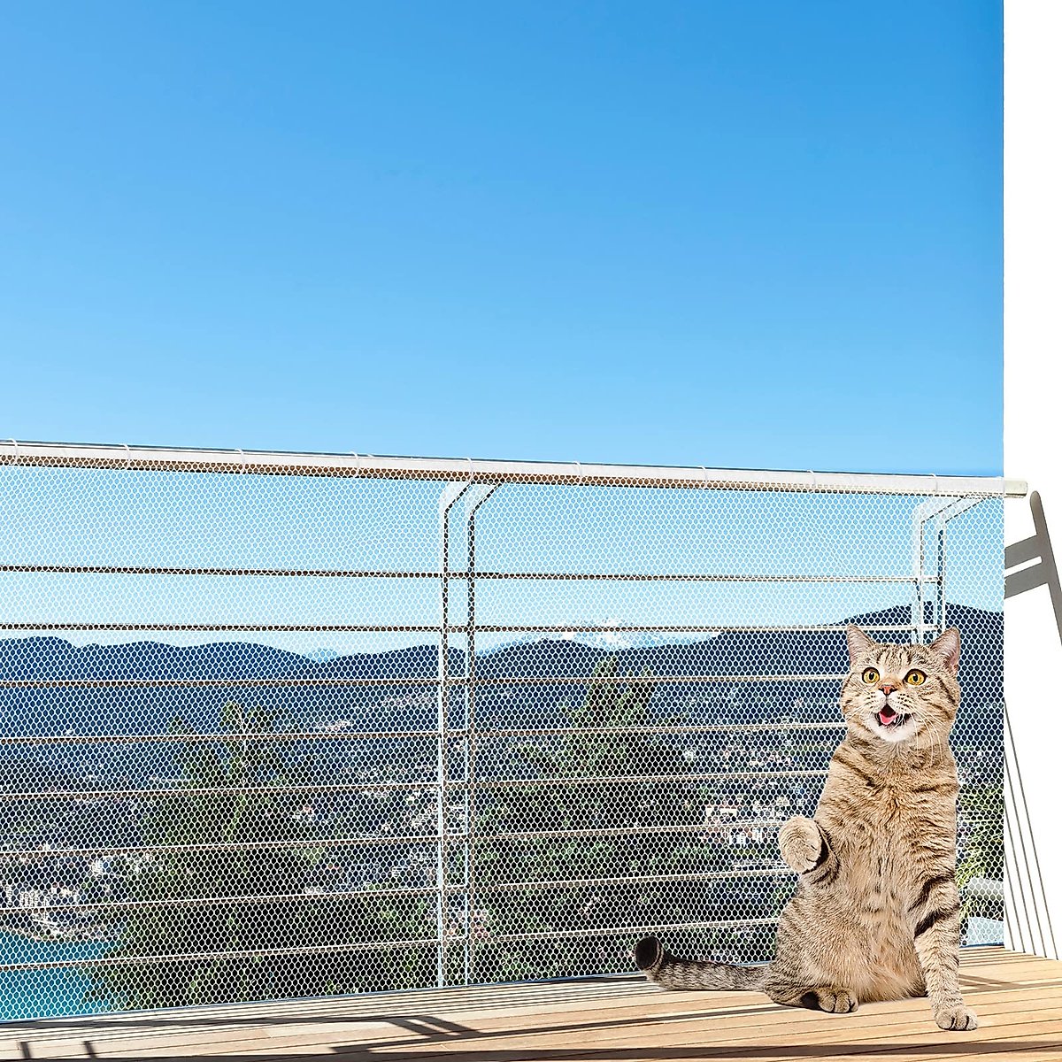 Cat Balcony Rail Net 5 x 0.8 Meter Anti Fall Netting Balcony Mesh Fence Net Child Safety Screen Protection Crib Mesh for Pets Baby (White)