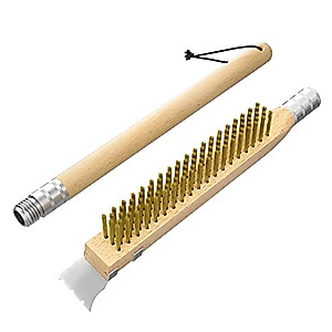 Pizza Stone Brush, G.a HOMEFAVOR Pizza Oven Brush with Scraper, 25" Long Pizza Stone Cleaning Brush, Pizza Oven Tools and Accessories