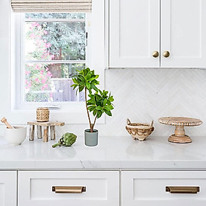 BESAMENATURE Artificial Bay Double Ball Topiary Trees, Faux Plant for Home Office Decoration, 24" Tall, Green, Ships in Gray Planter