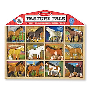 Melissa & Doug Pasture Pals - 12 Collectible Horses With Wooden Barn-Shaped Crate - Toy Horses, Horse Figures For Kids Ages 3+